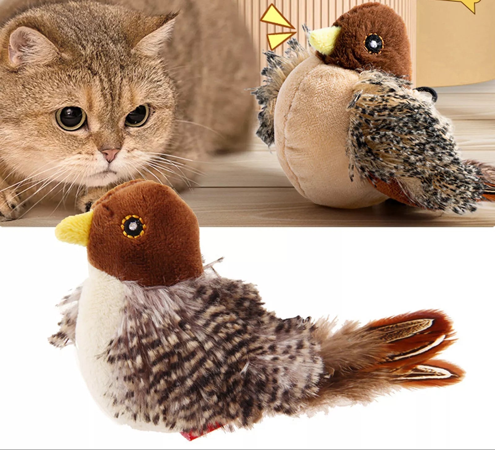 Interactive Cat Toy with Flapping Bird Design and Realistic Sounds ...